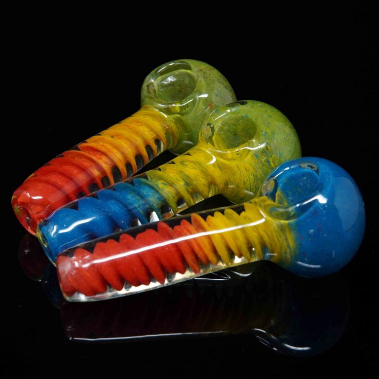 Handmade 4.5" Rasta Piping Ridge Glass Pipe - Project Alpha Pipes