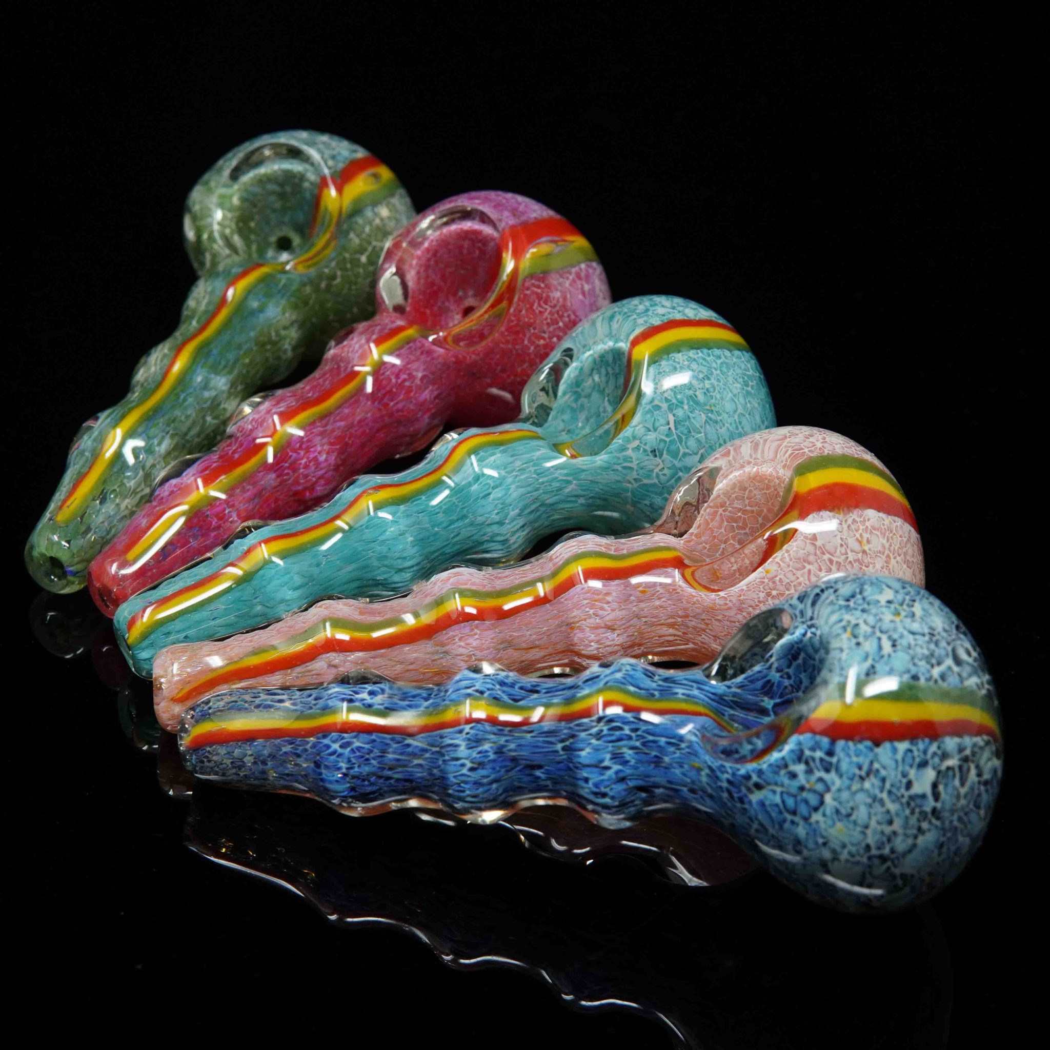 Handmade 4.5" Rasta Piping Ridge Glass Pipe - Project Alpha Pipes