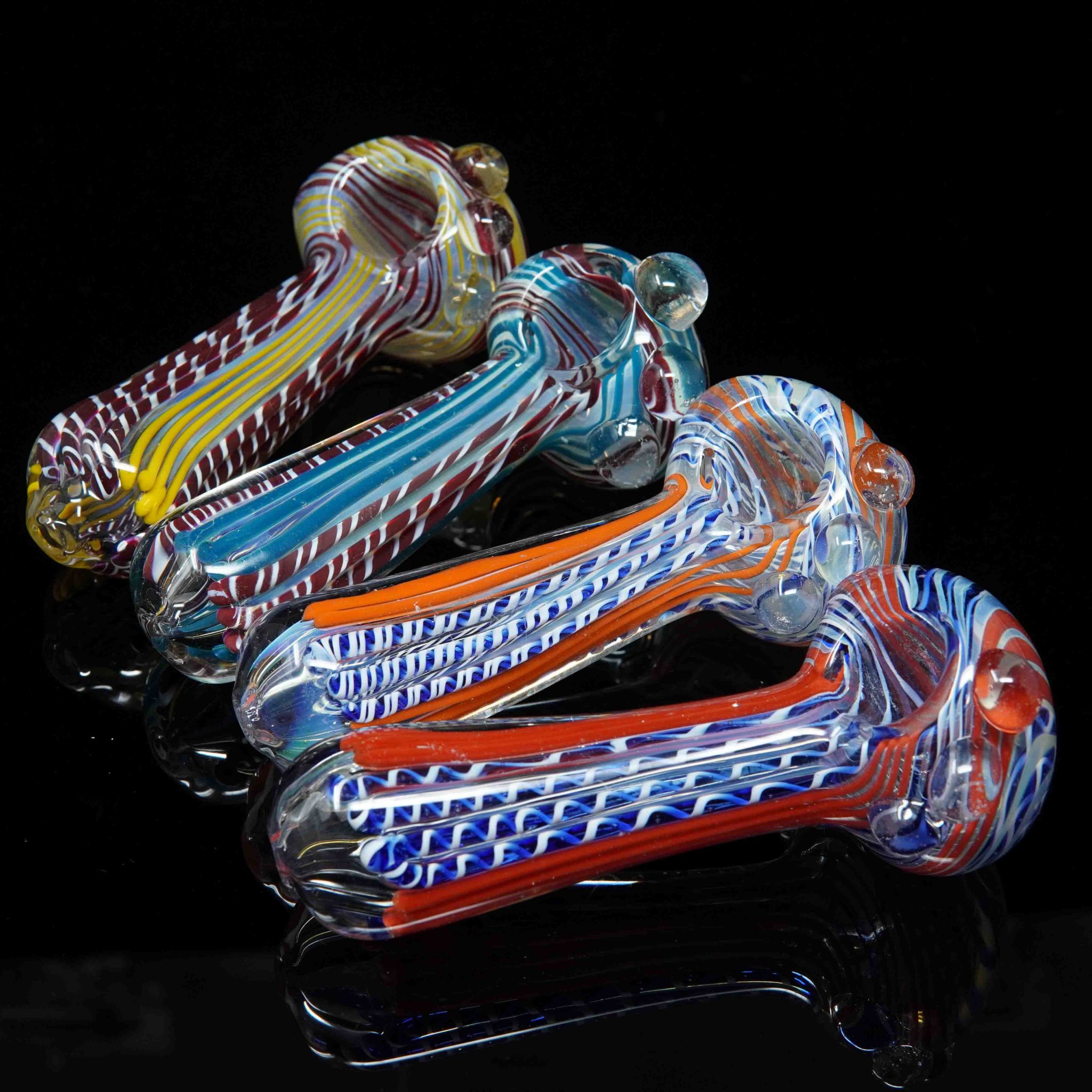 Handmade 4.5" Straight Lines Glass Pipe - Project Alpha Pipes