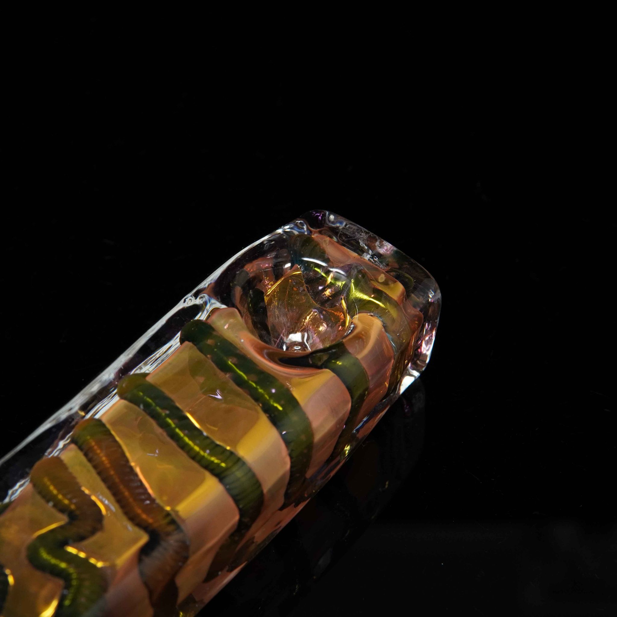 Handmade 4" Golden Brick Square Glass Pipe - Project Alpha Pipes