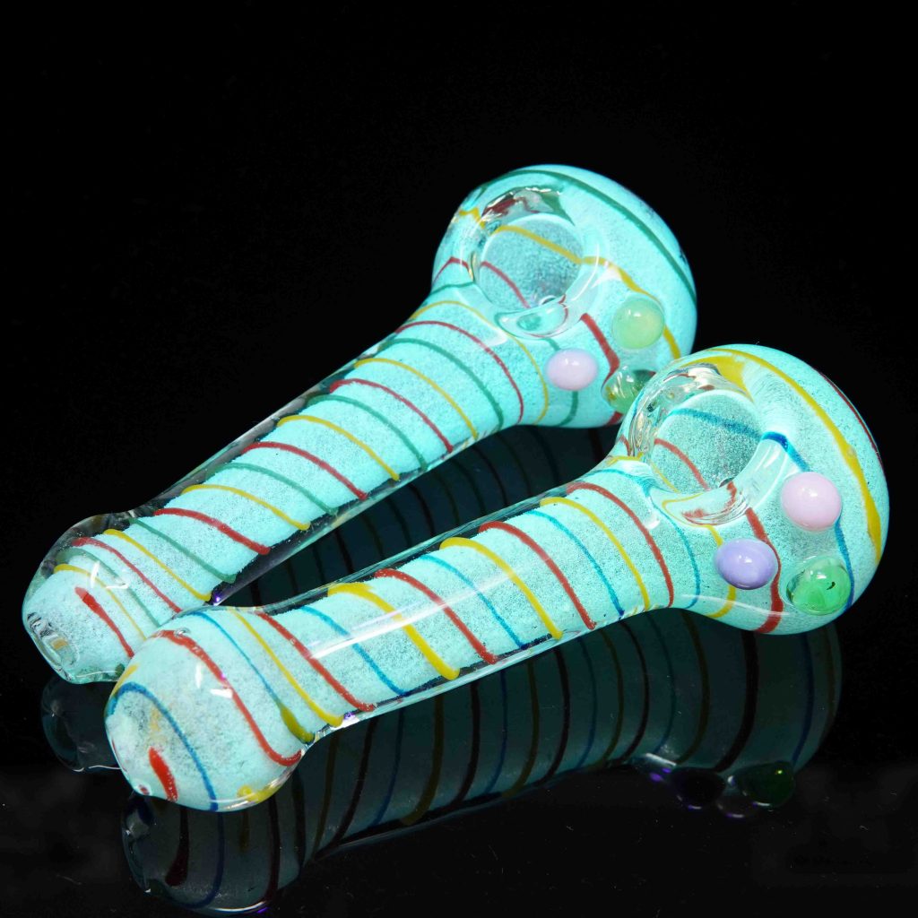 Handmade 5" Rasta Spiral Glow Glass Pipe - Project Alpha Pipes