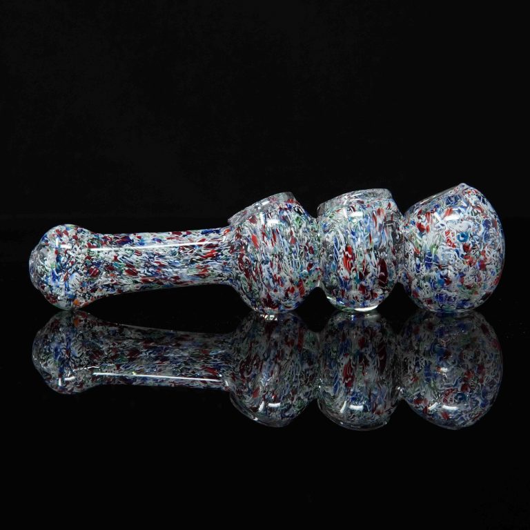Handmade 6" Triple Bowl Confetti Glass Pipe - Project Alpha Pipes