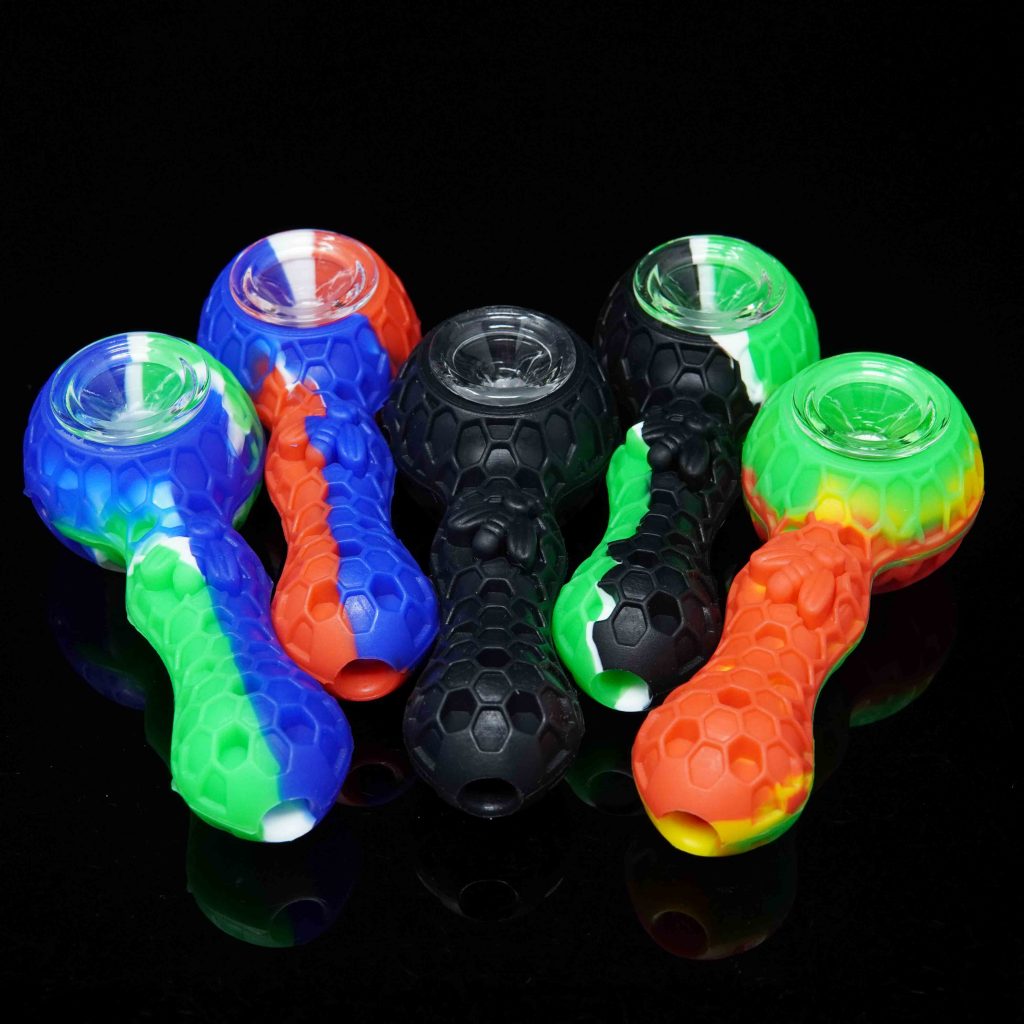 Handmade 4.25" Honeycomb Silicone Glass Pipe - Project Alpha Pipes