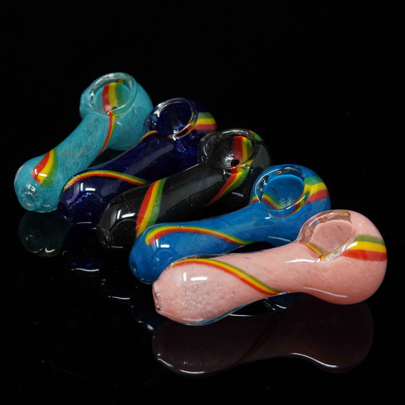 Handmade 3.5" Mini Rasta Warp Glass Pipe - Project Alpha Pipes