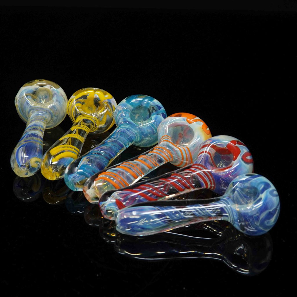 Handmade 4" Fumed Slim Handle Glass Pipe - Project Alpha Pipes