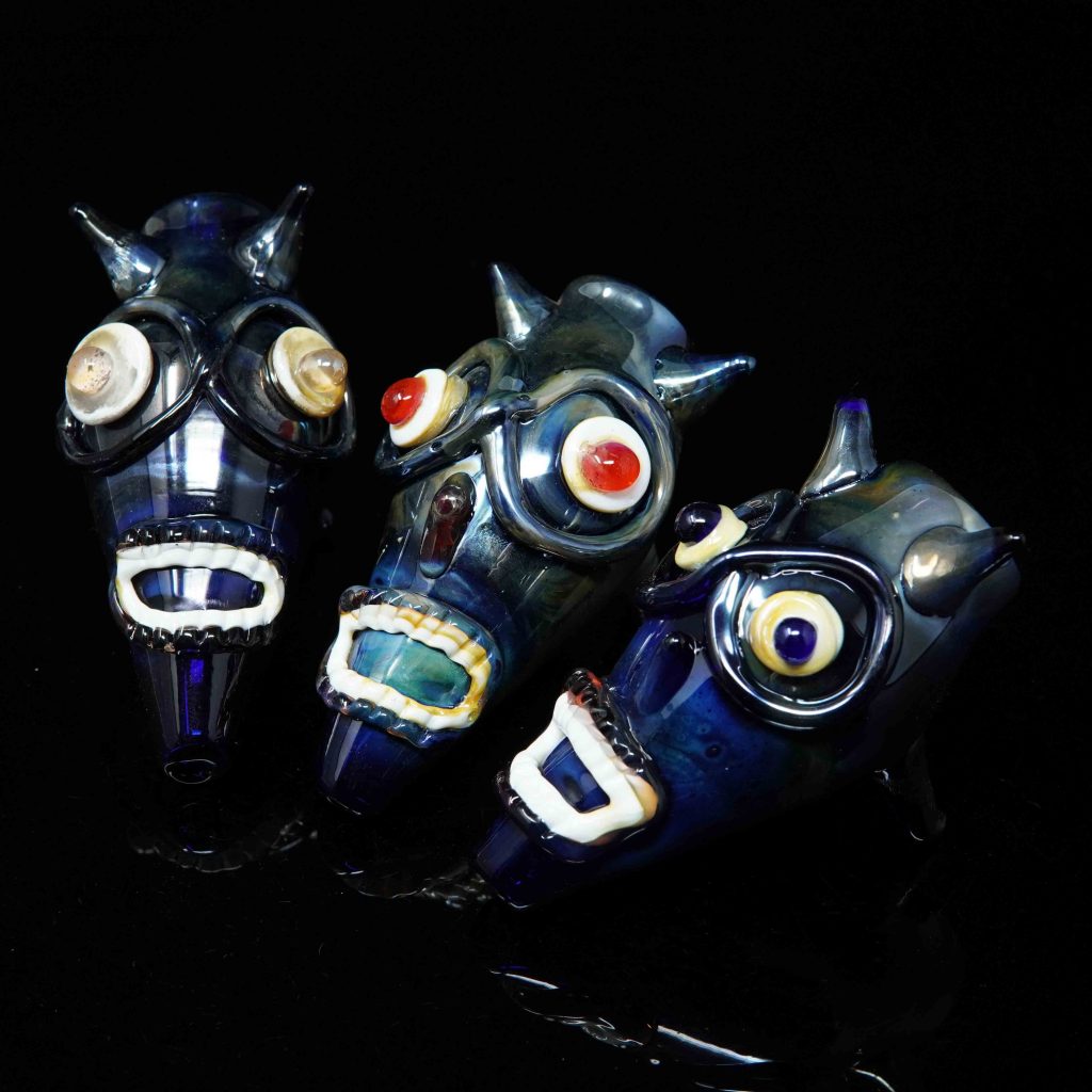 Handmade 4" Metallic Devil Face Glass Pipe - Project Alpha Pipes