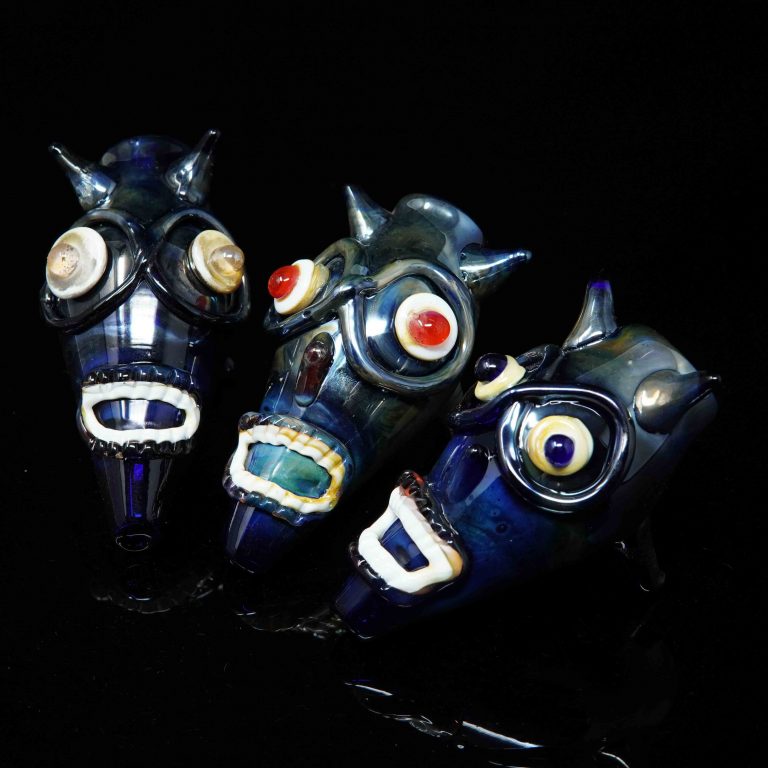 Handmade 4" Metallic Devil Face Glass Pipe - Project Alpha Pipes
