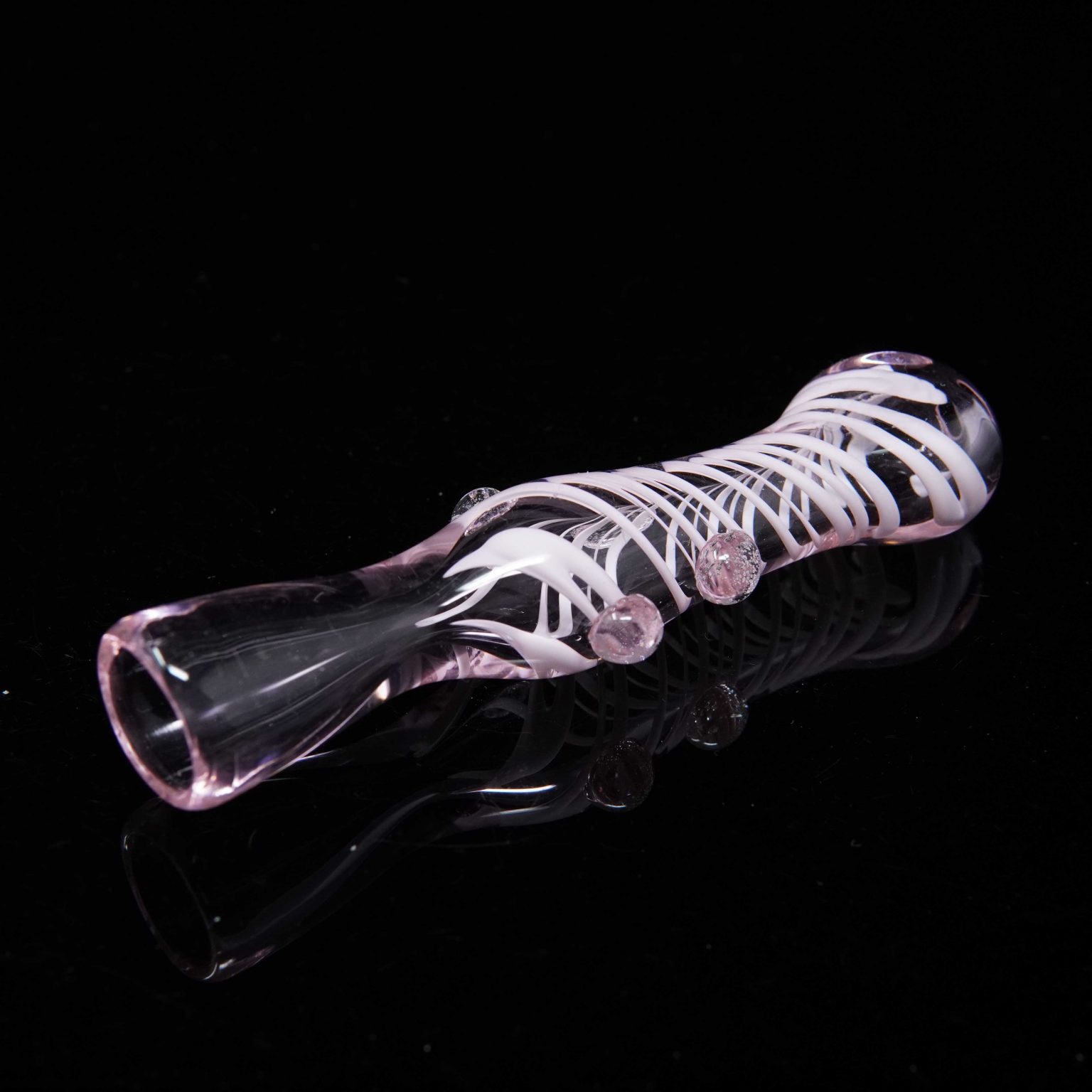 Handmade 3.5" Pink Swirl Chillum Glass Pipe - Project Alpha Pipes