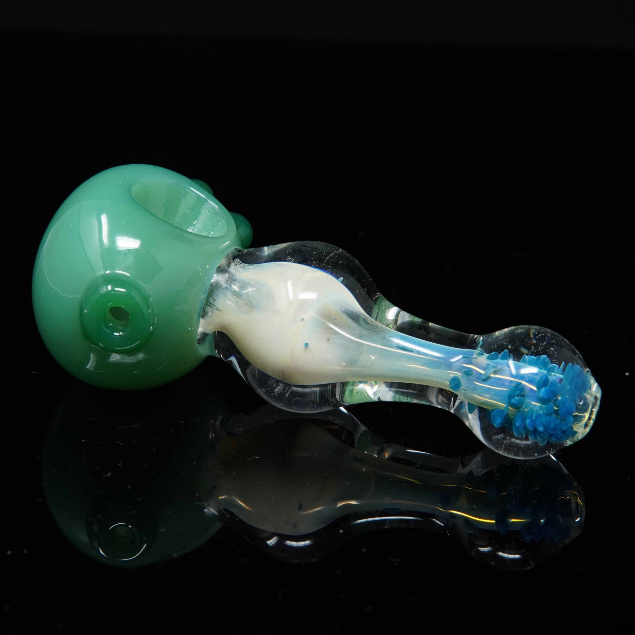 Handmade 4.5" Fumed Emerald Ice Glass Pipe - Project Alpha Pipes